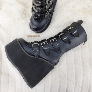 Demonia | Shoes | Black Goth Rave Boots Heart Plate Straps | Poshmark